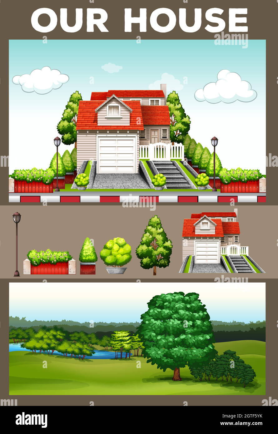 Scenes with house and park Stock Vector Image & Art - Alamy