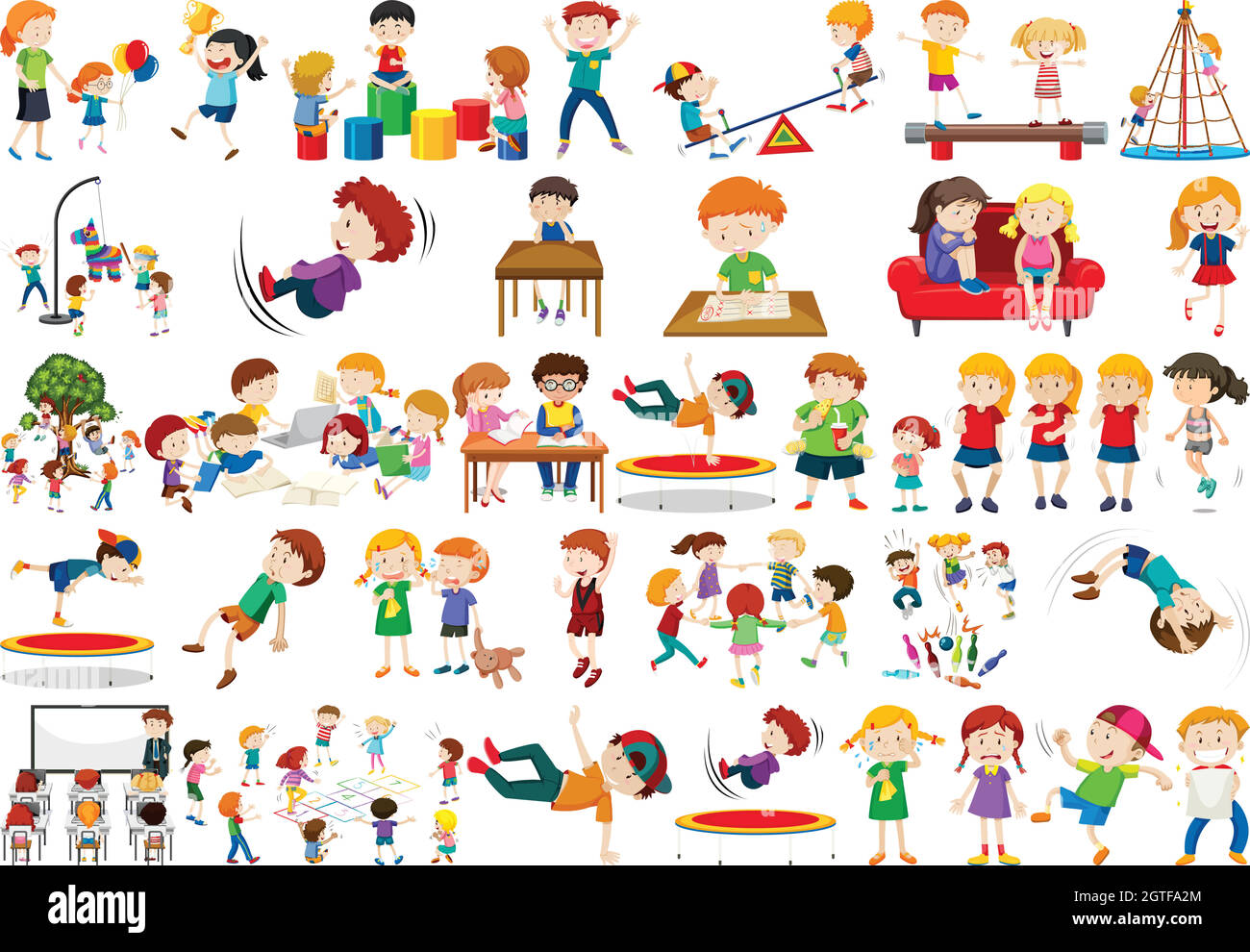 Boys, girls, children in educational fun activty theme Stock Vector ...