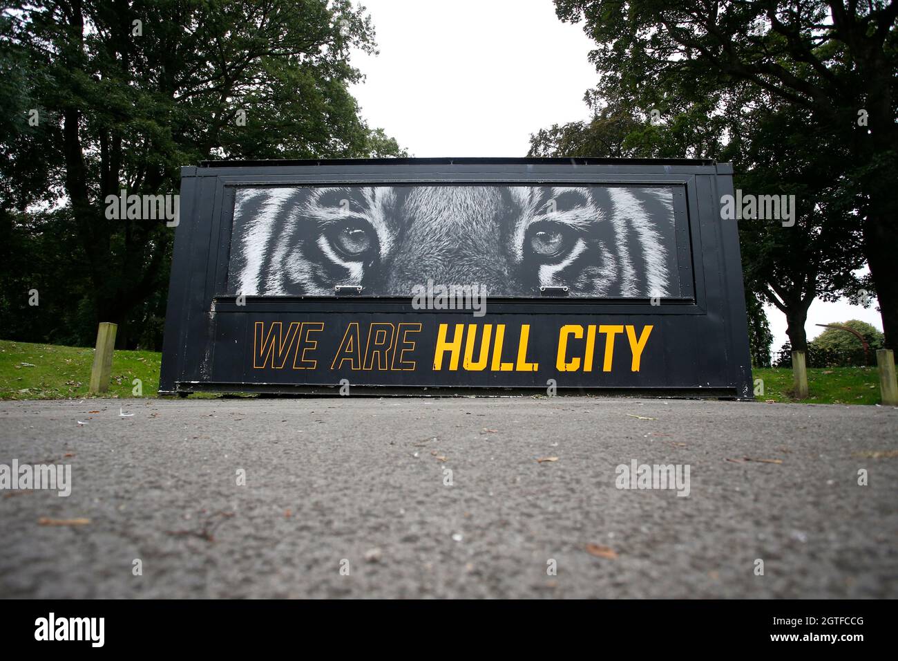 A Hull City advert sign outside the ground Stock Photo - Alamy