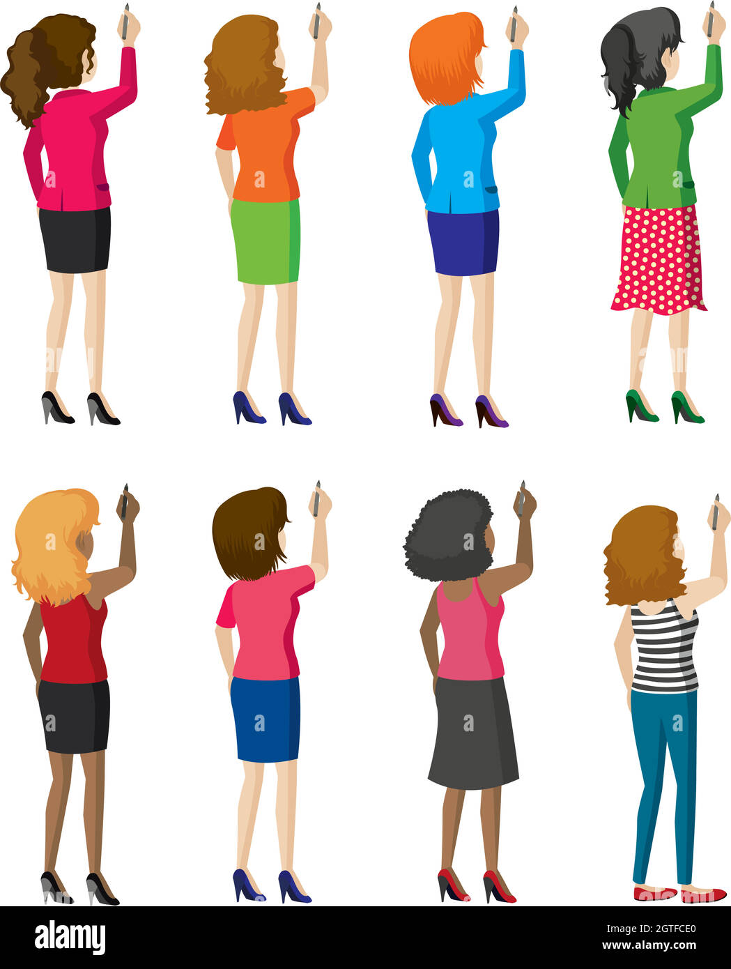 Backview of the faceless people writing Stock Vector Image & Art - Alamy