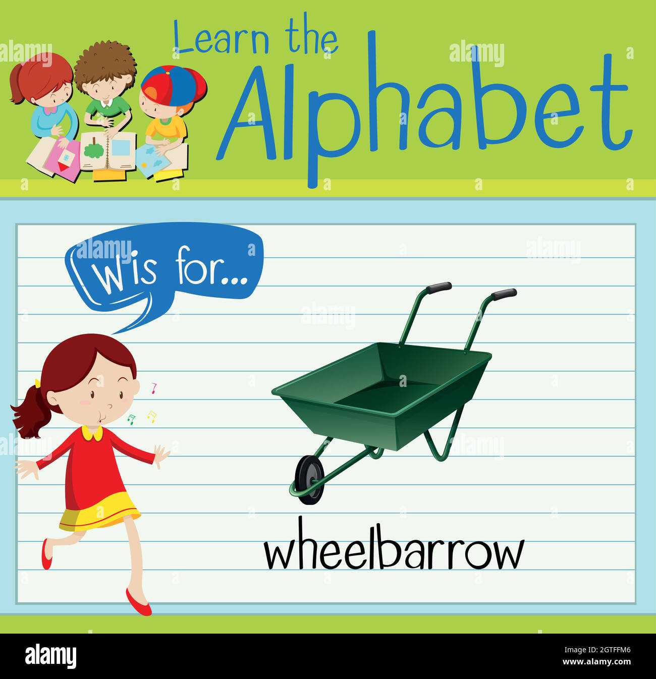 Flashcard letter W is for wheelbarrow Stock Vector Image & Art - Alamy