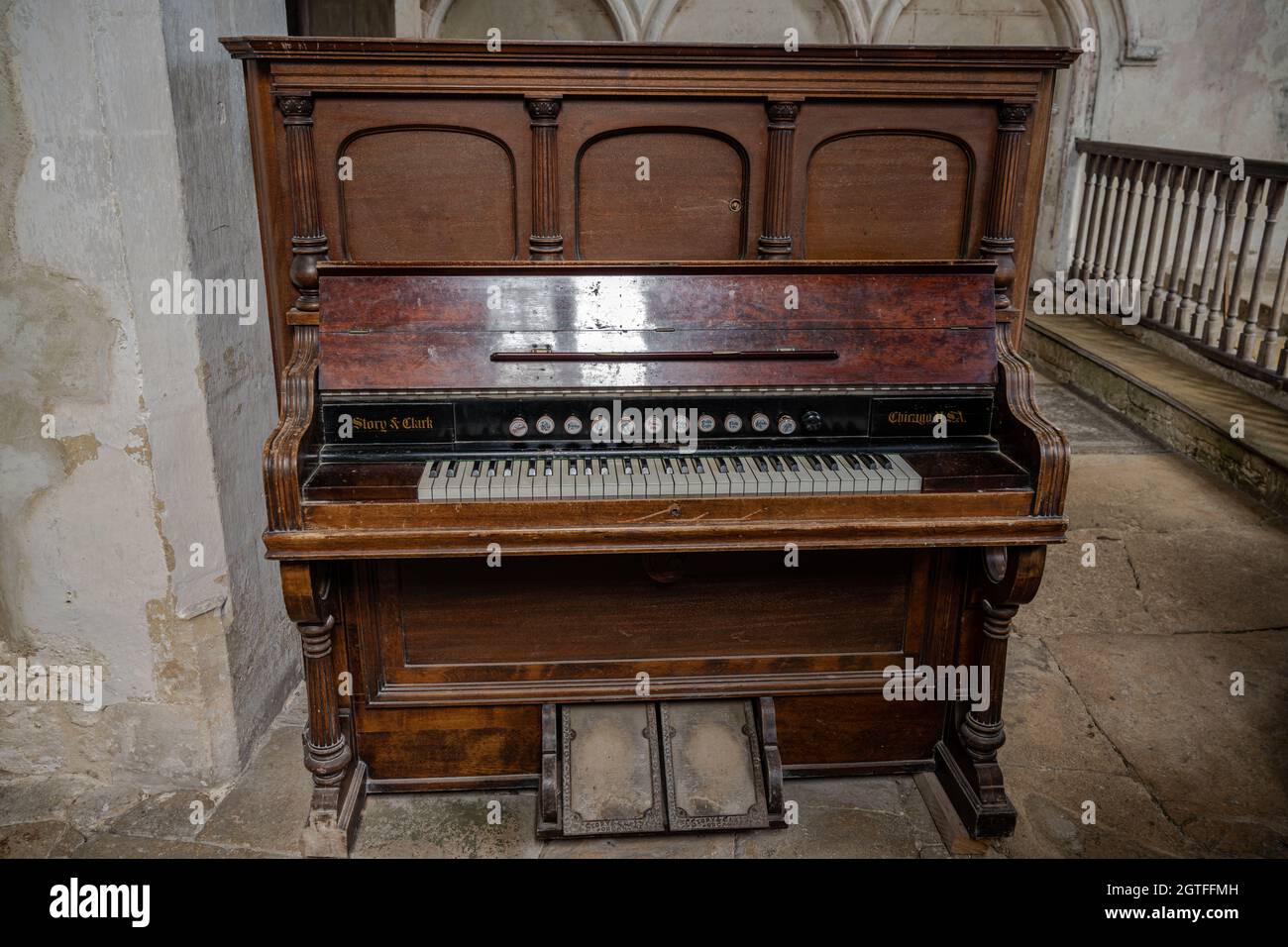 Vintage harmonium, St John the Baptist Church, Inglesham Stock Photo ...