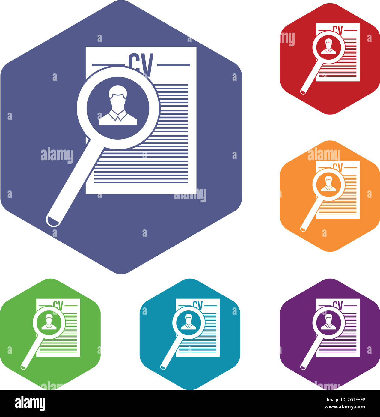 Magnifying glass over curriculum vita icons set Stock Vector Image ...