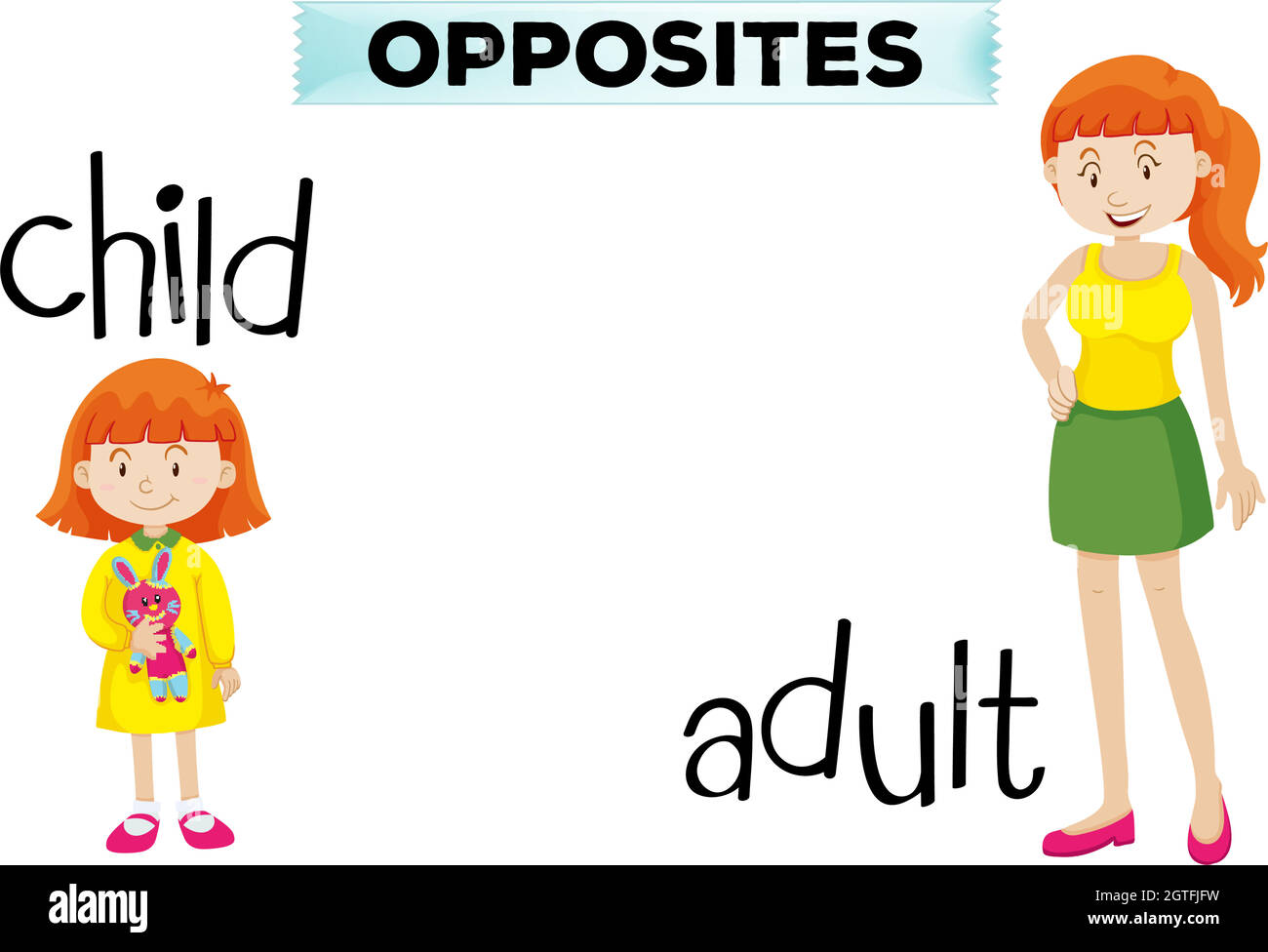 Opposite wordcard with child and adult Stock Vector Image & Art - Alamy
