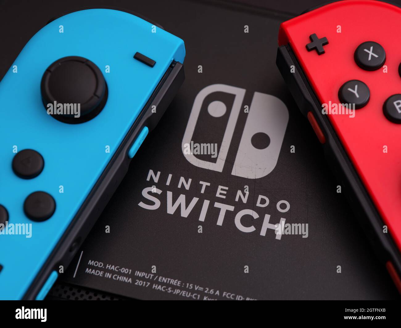 Tambov, Russian Federation - September 28, 2021 Back of Nintendo Switch ...