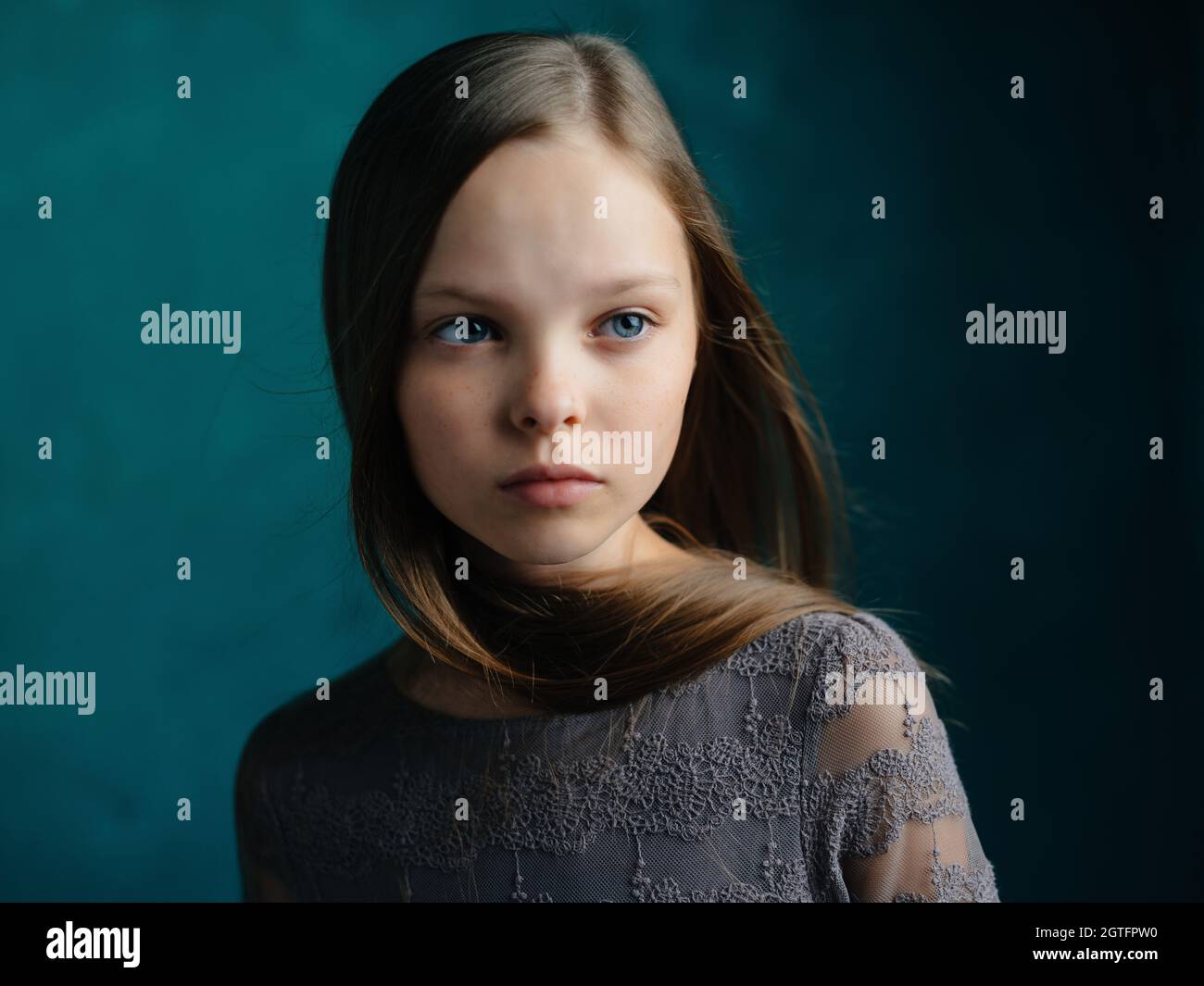 girl with blue hair depression emotions sad facial expression Stock ...