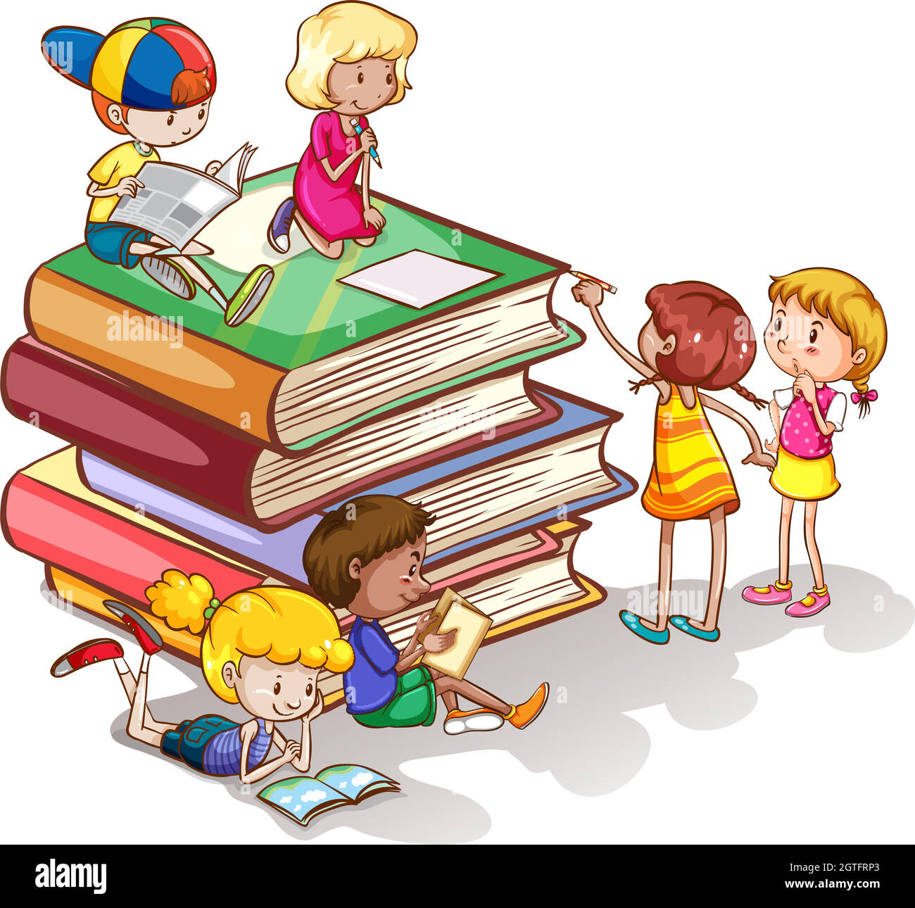 Kids Reading Together Clip Art