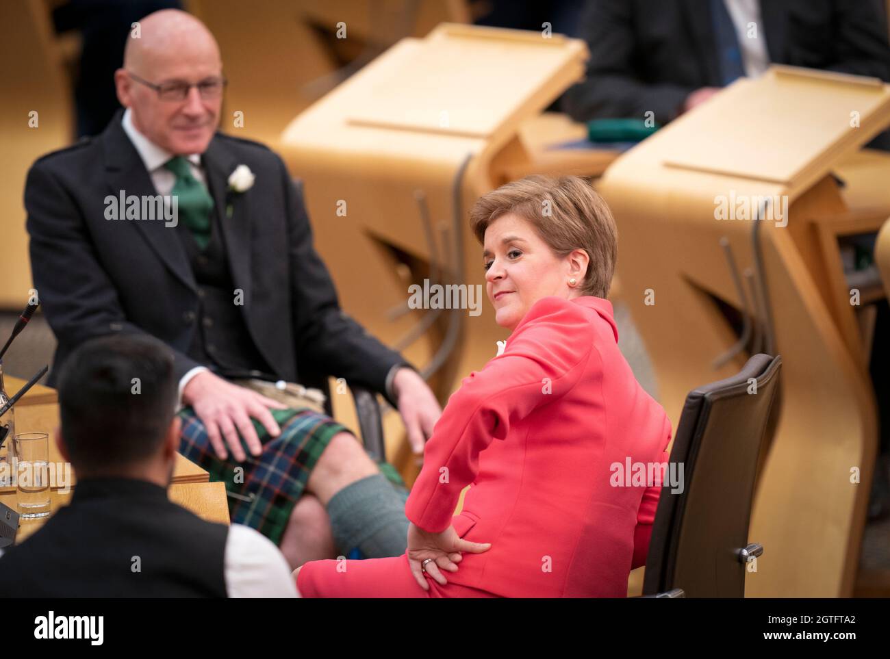 First Minister Nicola Sturgeon in the debating chamber of the Scottish ...