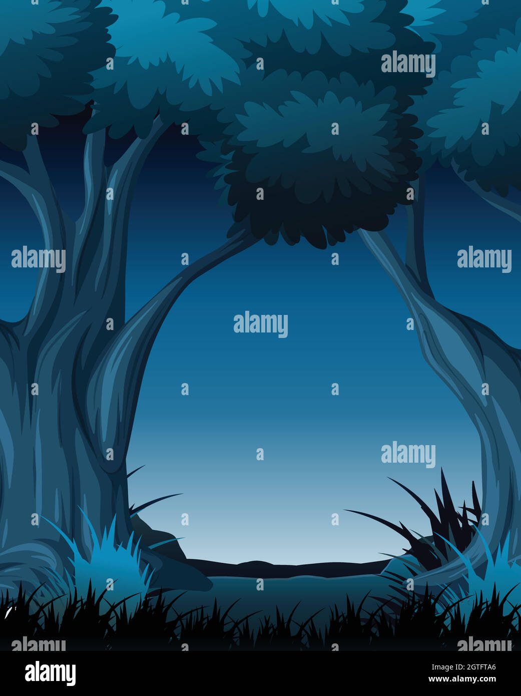 Night Scene With Trees Stock Vector Image & Art - Alamy