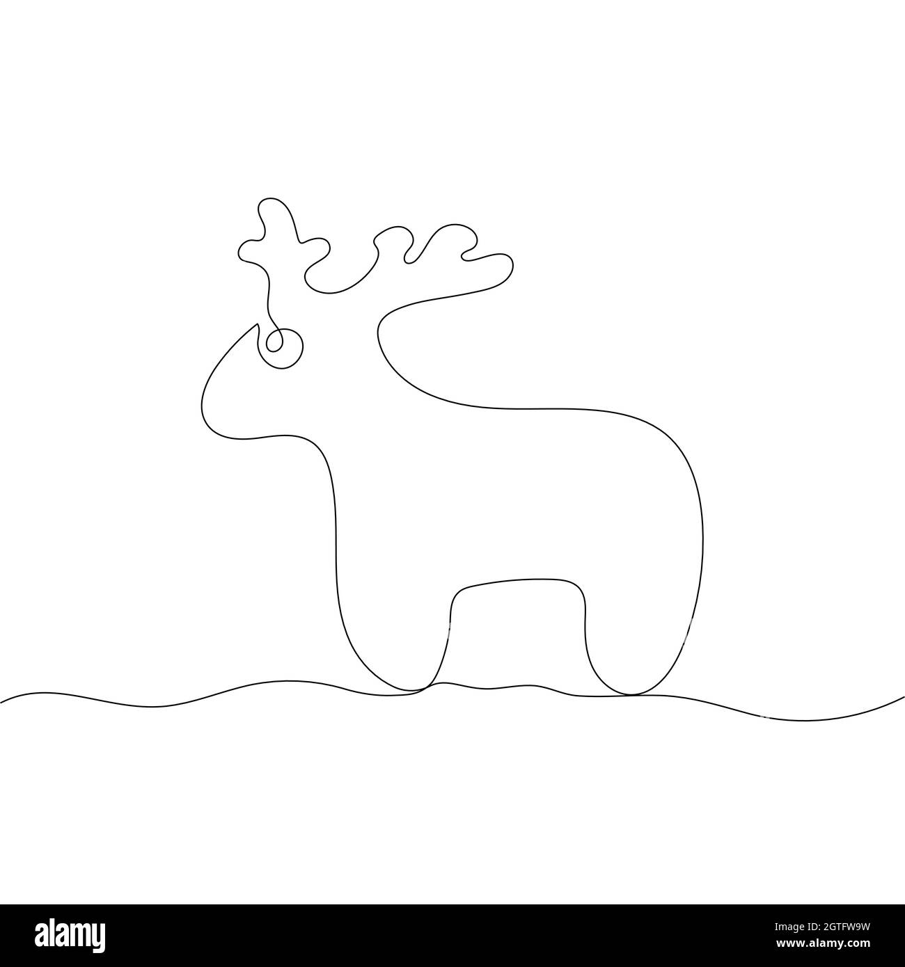 Stylized cute deer. Continuous One Line Drawing. Outline style. Vector ...