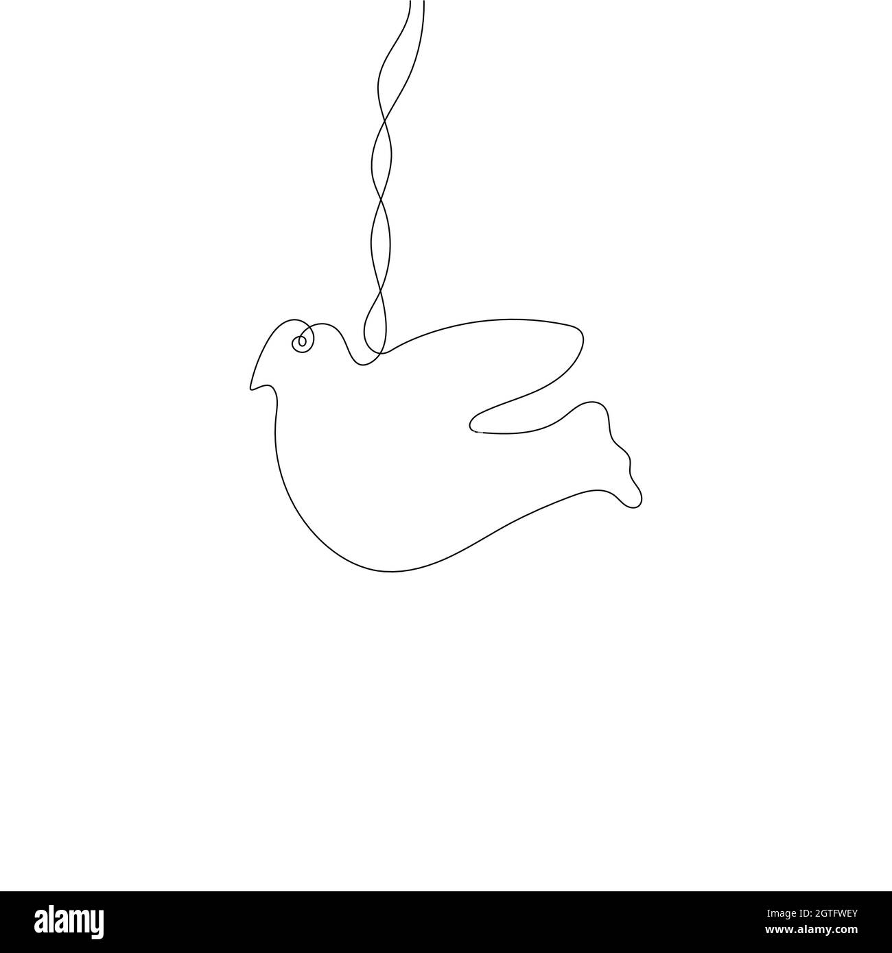 Stylized cute bird. Continuous One Line Drawing. Outline style. Vector ...