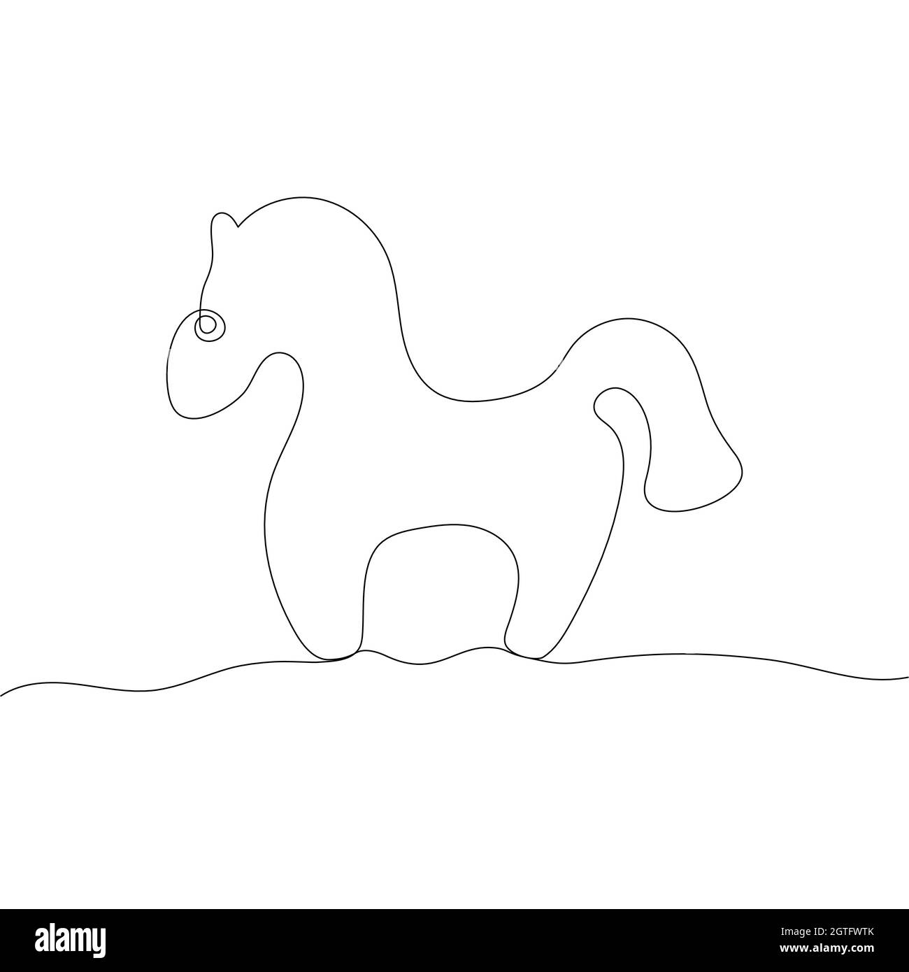 Stylized cute hors. Continuous One Line Drawing. Outline style. Vector ...