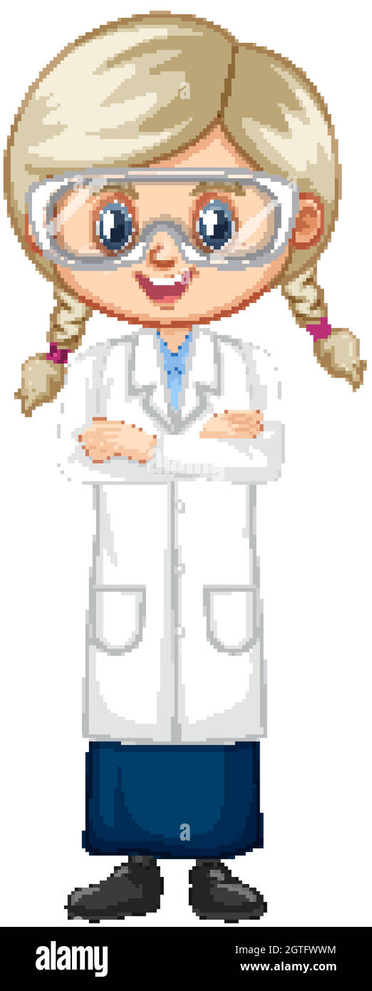 Girl wearing lab gown on white background Stock Vector Image & Art - Alamy