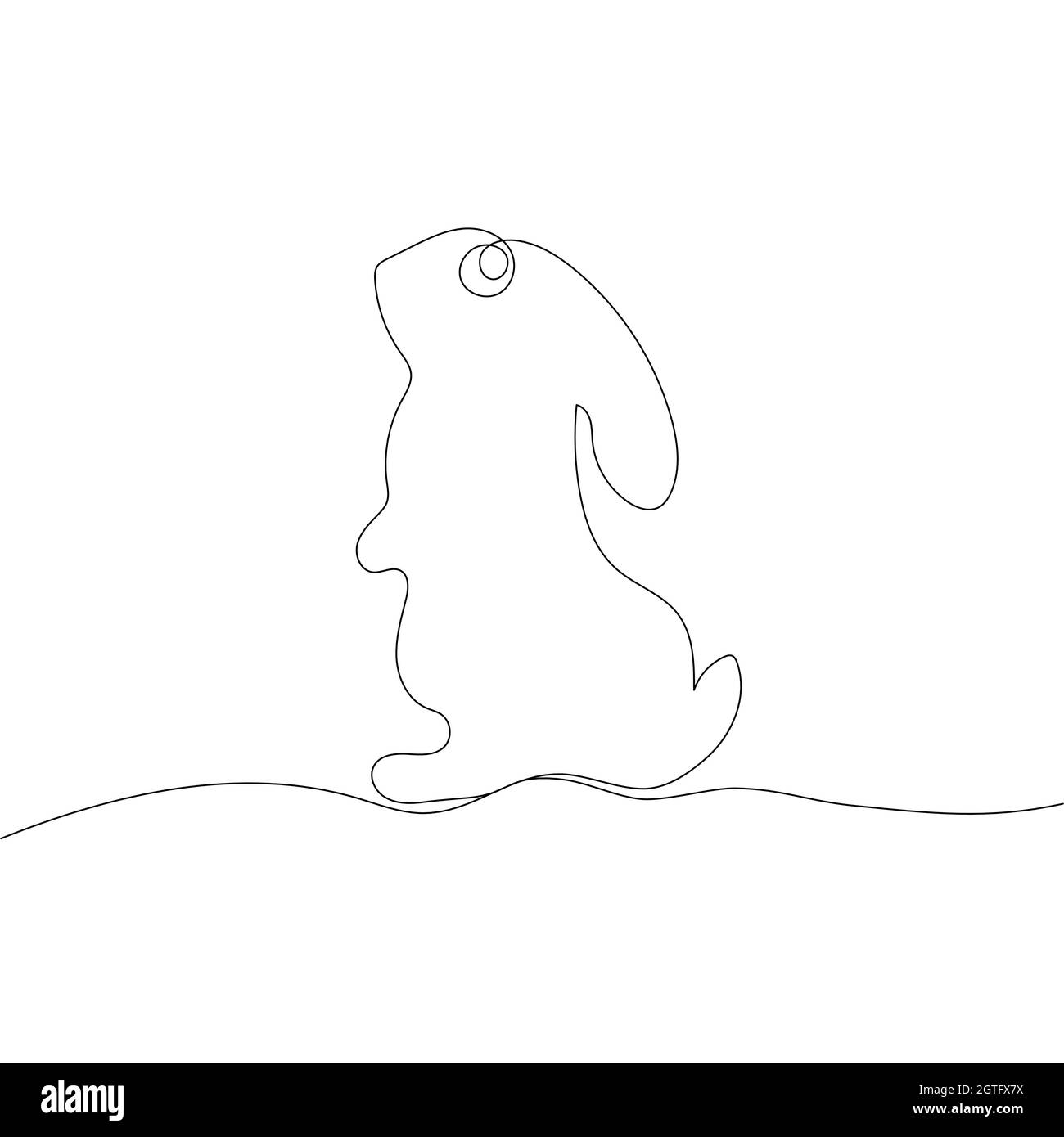 Rabbit vector outline hi-res stock photography and images - Alamy