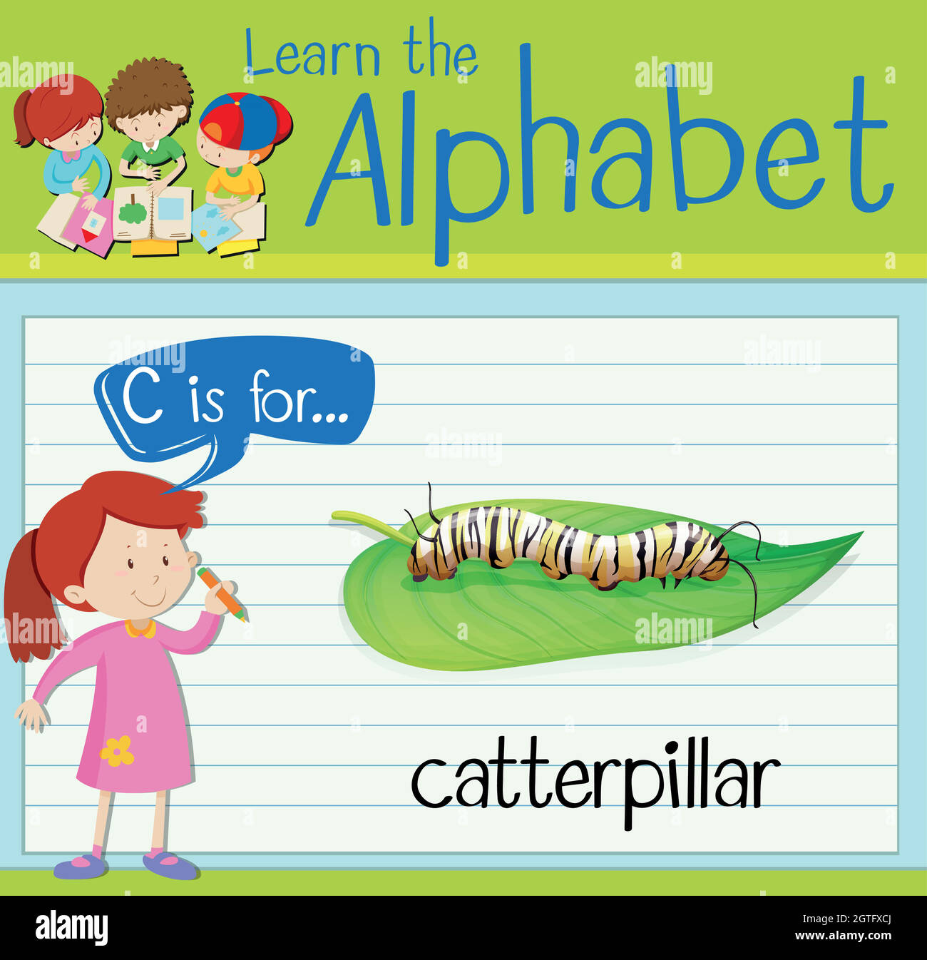 Flashcard alphabet C is for catterpillar Stock Vector Image & Art - Alamy