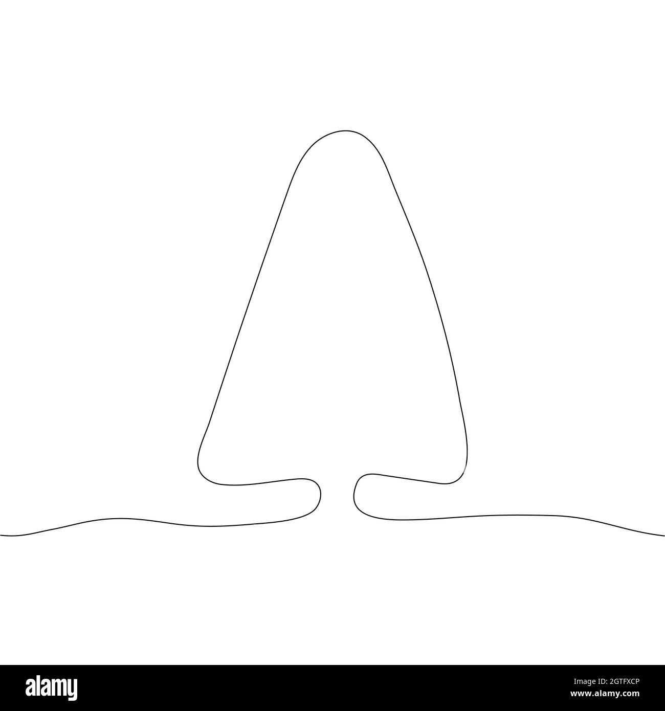 Stylized cute tree. Continuous One Line Drawing. Outline style. Vector ...