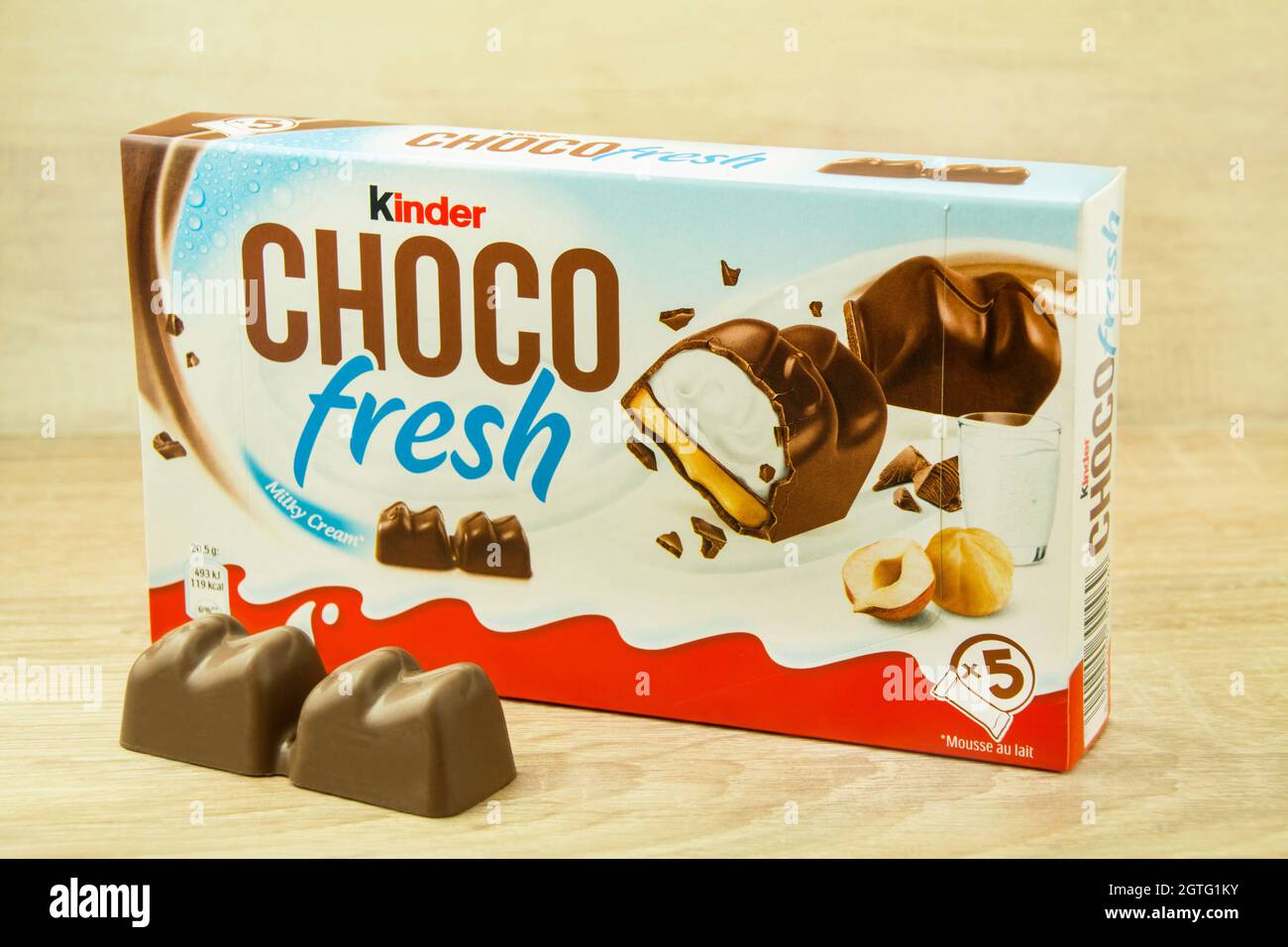 Hamburg, Germany - August 1, 2021: Ferrero Kinderschokolade Choco fresh ...