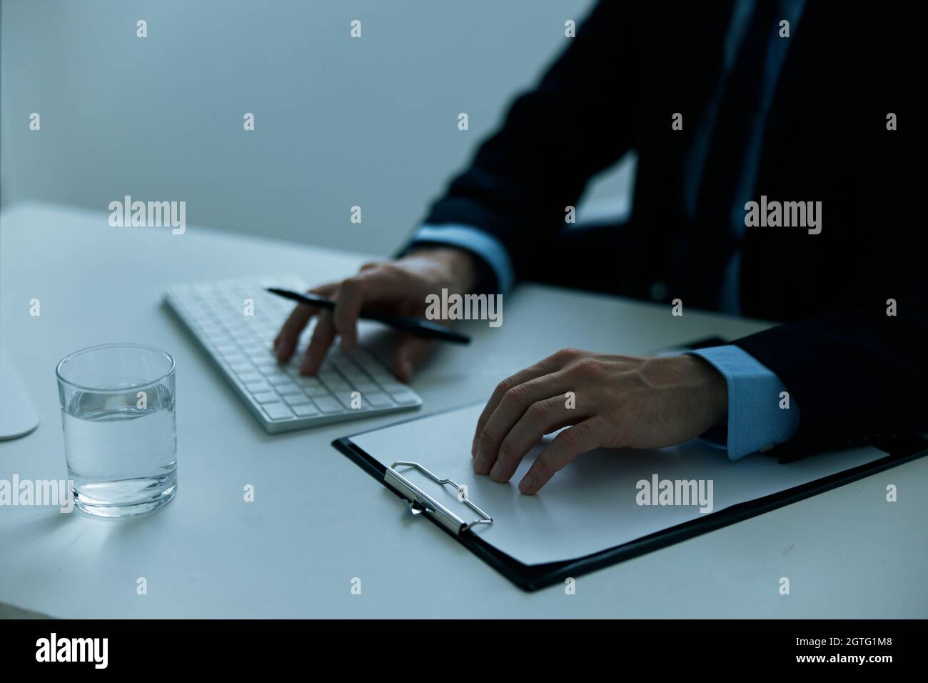 business man sitting at his desk computer office official Stock Photo ...