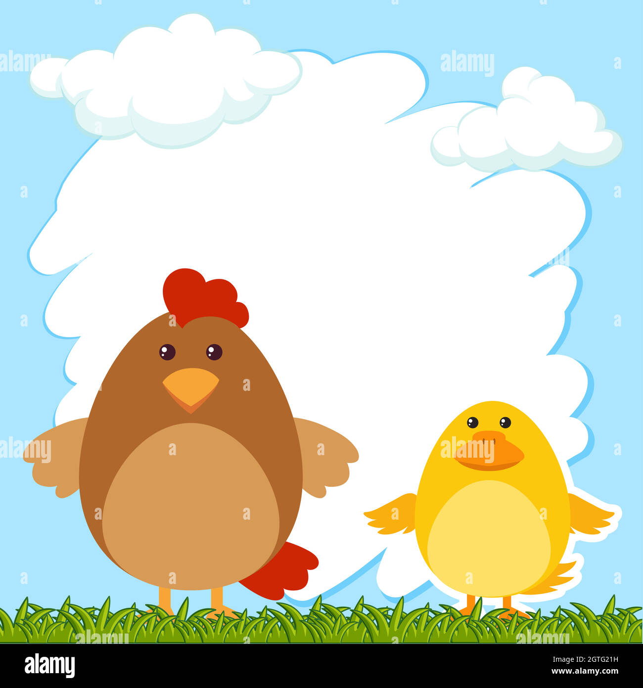 Border template with hen and chick Stock Vector Image & Art - Alamy
