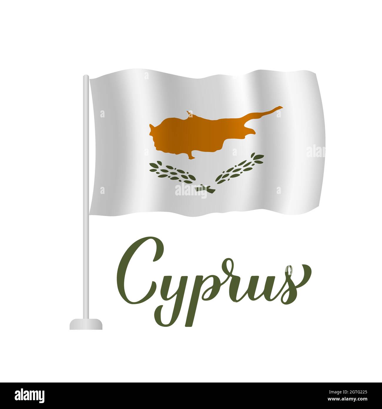 Flag of Cyprus and calligraphy hand lettering isolated on white. Vector ...