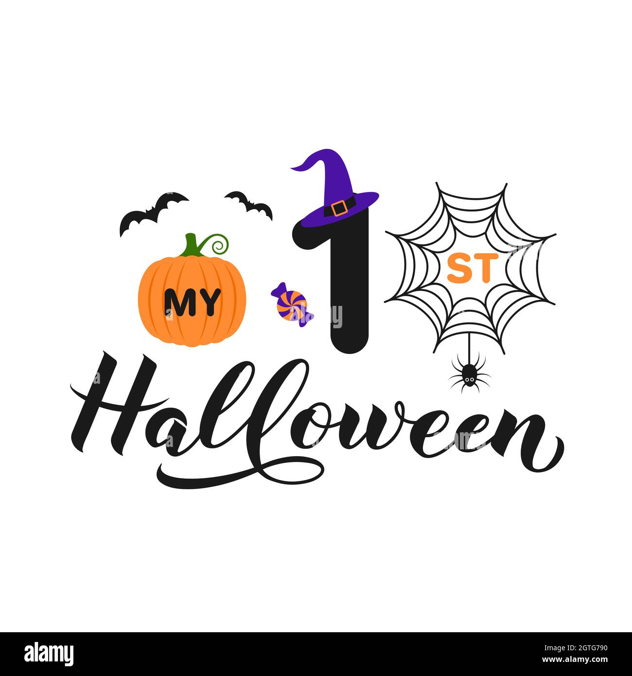My 1st Halloween calligraphy hand lettering. Halloween quote. Vector ...
