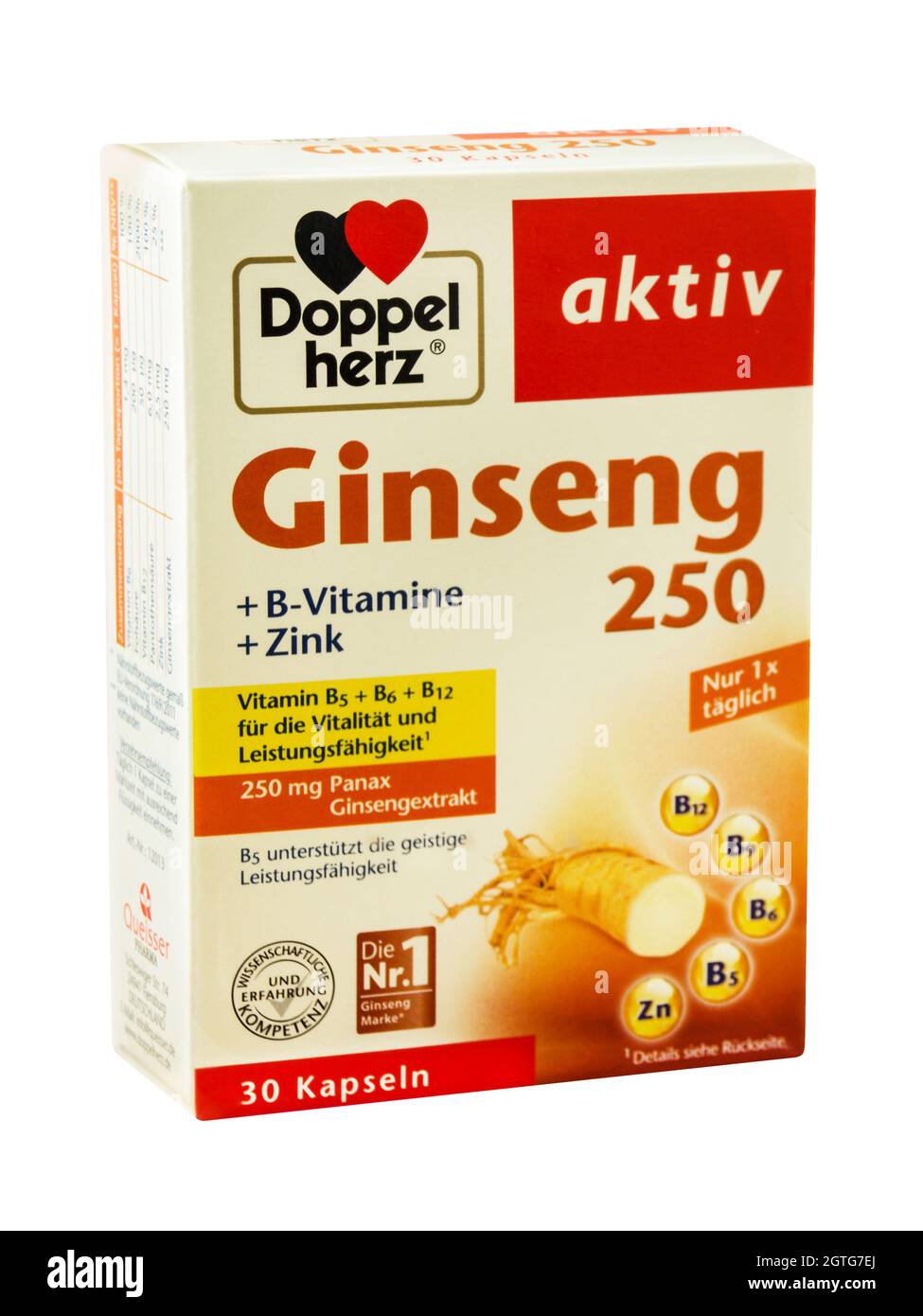 Hamburg, Germany - August 1, 2021: Ginseng supplement isolated on white ...