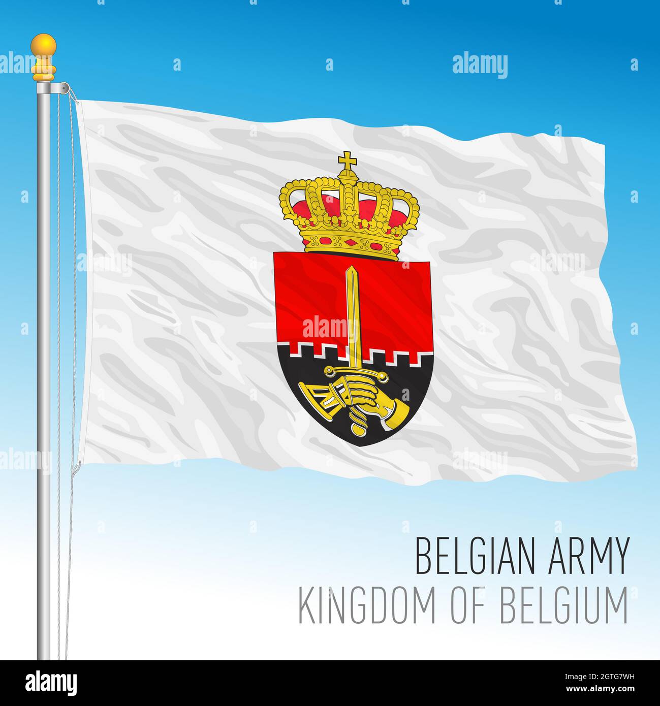 Belgian Army flag, Kingdom of Belgium, vector illustration Stock Vector ...