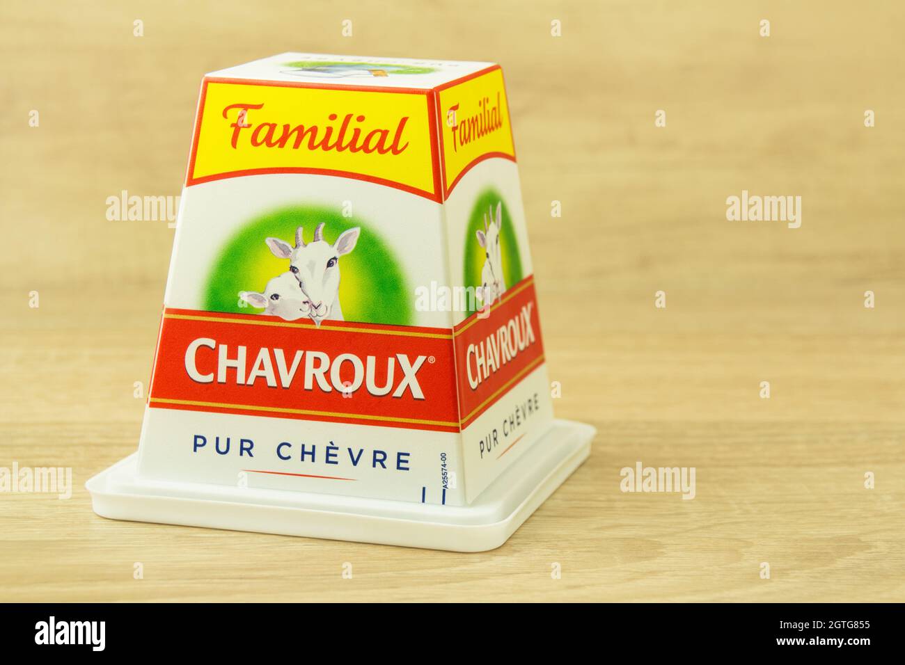 Hamburg, Germany - August 10, 2021: Goat cheese Chavroux Familial Stock ...