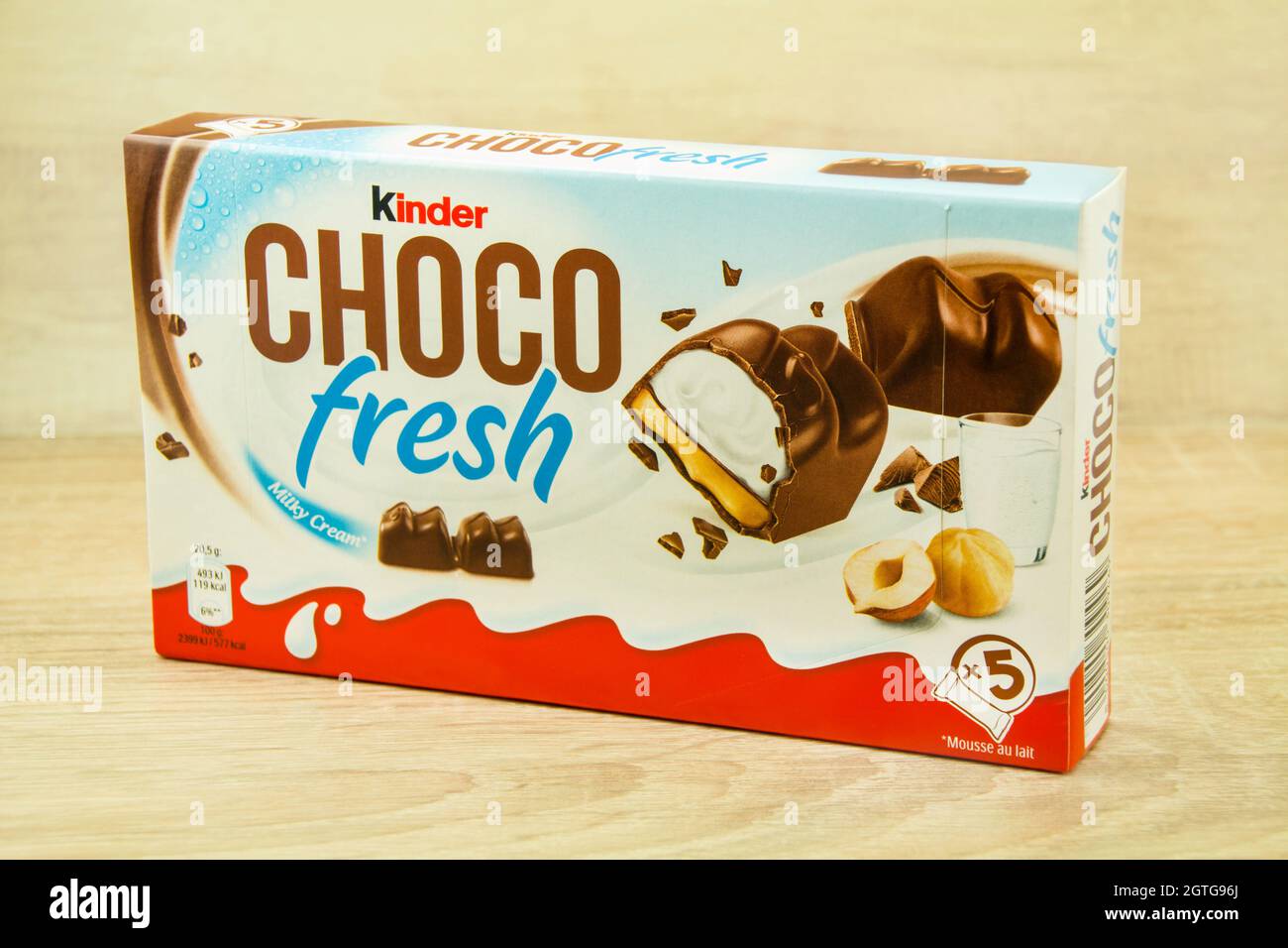 Hamburg, Germany - August 1, 2021: Ferrero Kinderschokolade Choco fresh ...