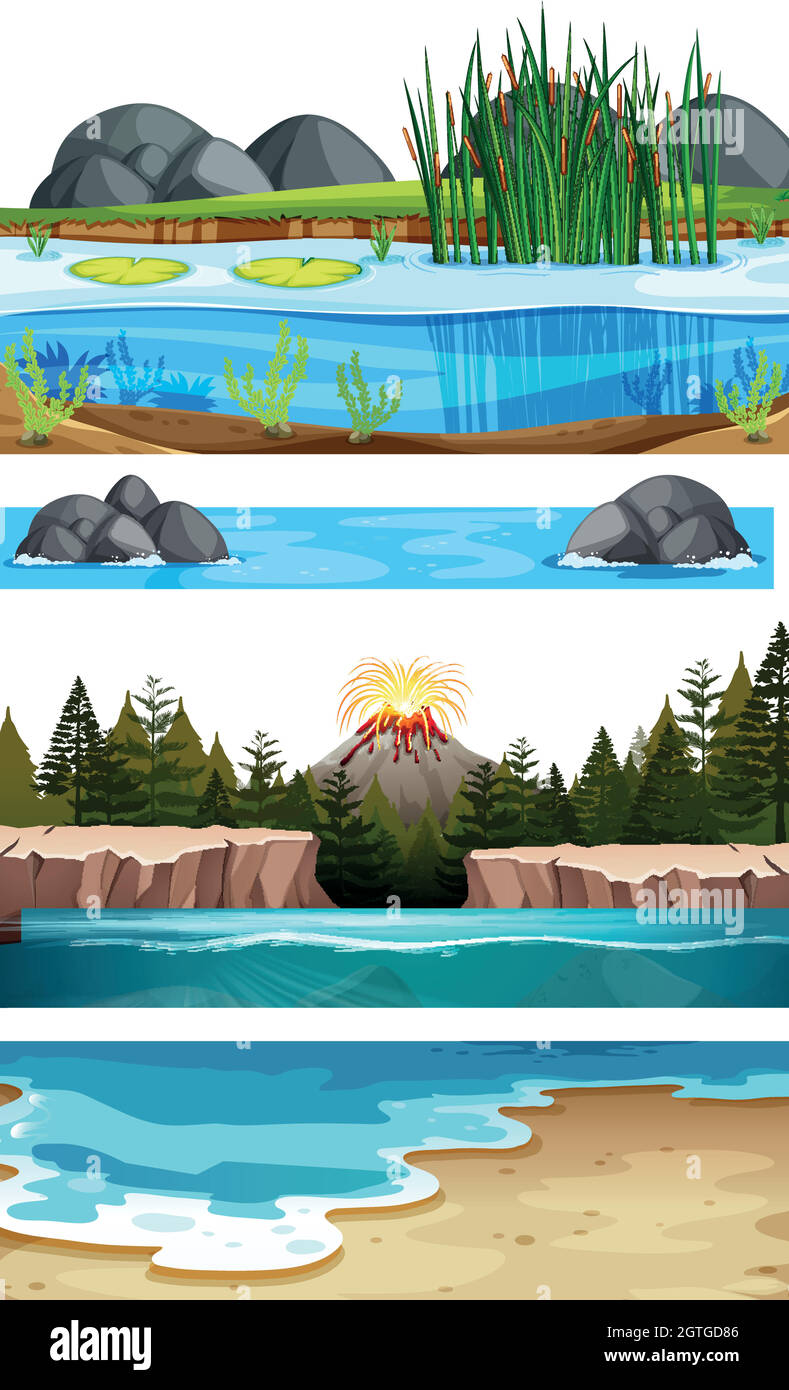 Set of water scenes Stock Vector Image & Art - Alamy