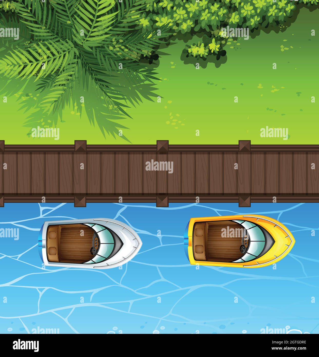 Two boats floating close to the bridge Stock Vector Image & Art - Alamy