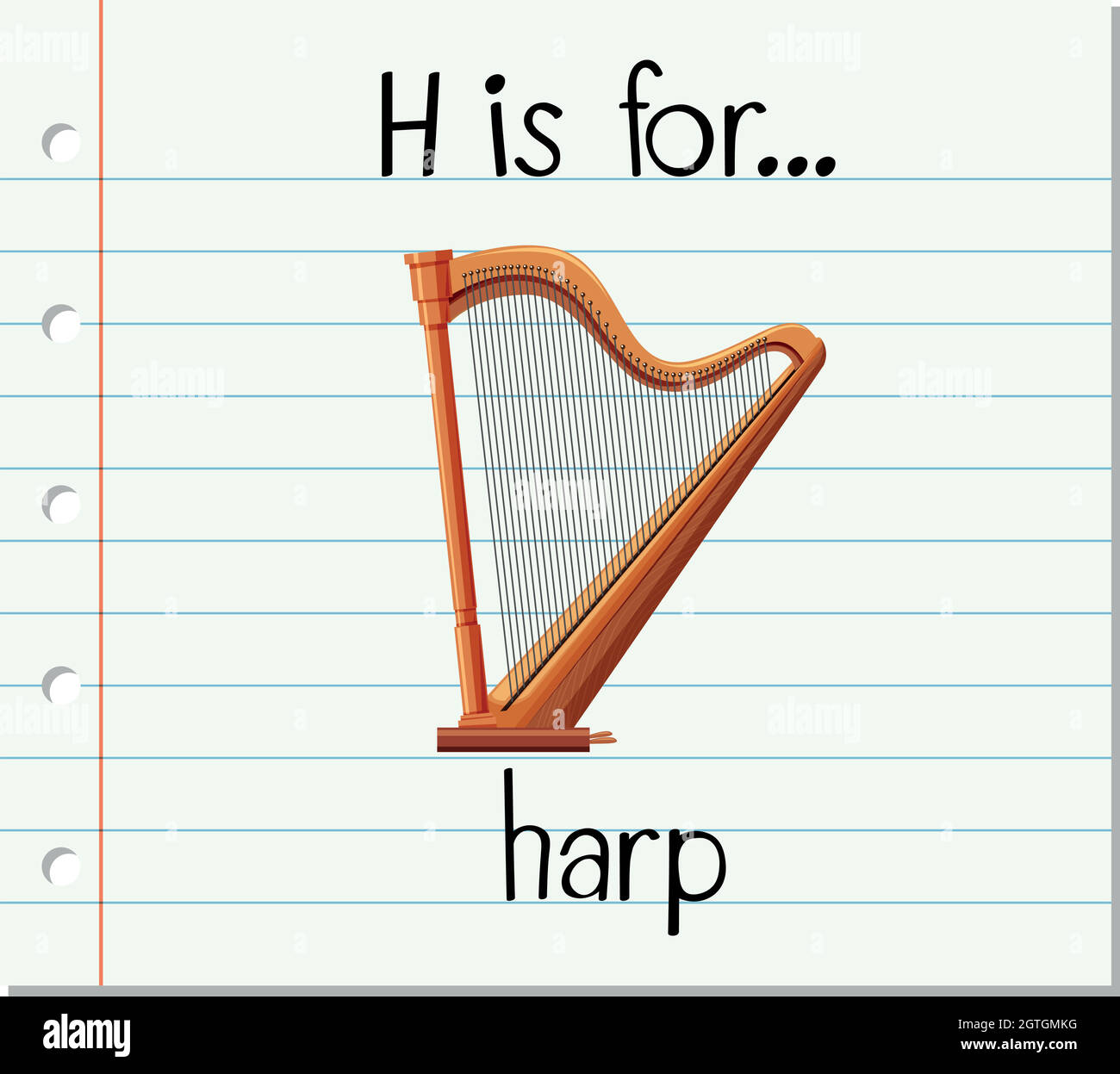 Flashcard letter H is for harp Stock Vector Image & Art - Alamy