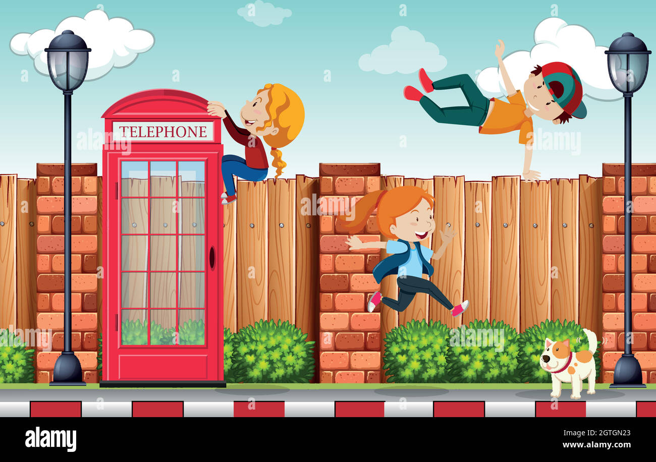 Young children playing in the street Stock Vector Image & Art - Alamy