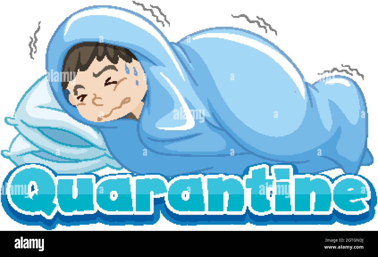 Poster design for coronavirus theme with sick boy in bed Stock Vector ...
