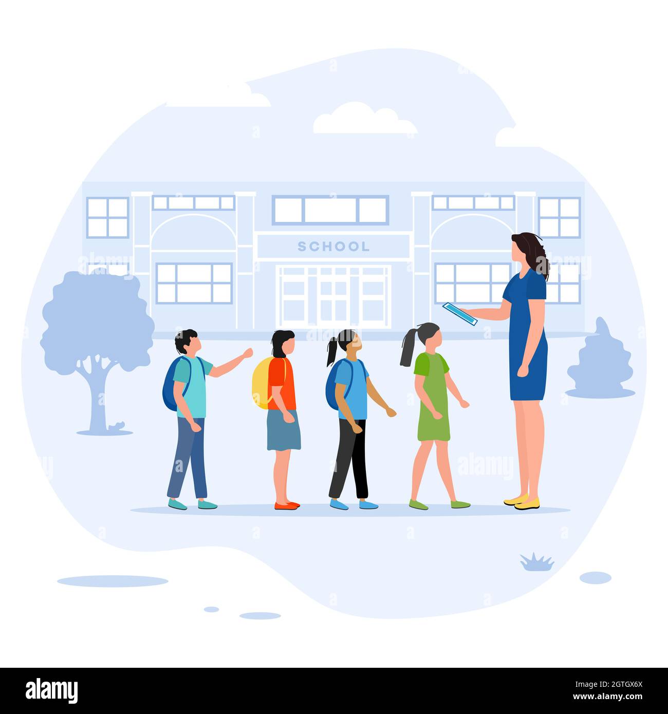 Vector illustration Back to school Schoolboy, schoolgirl with ...