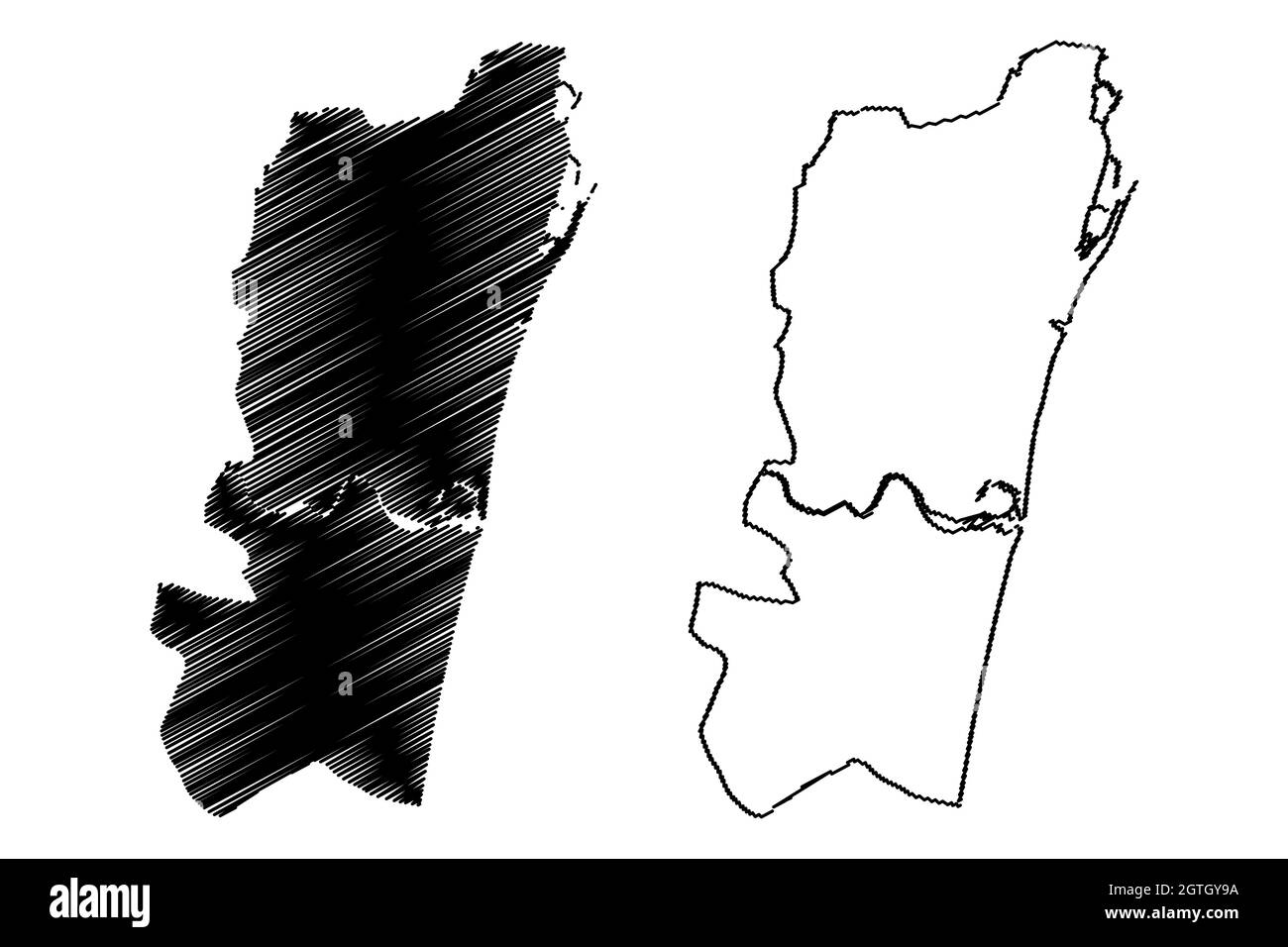 Chennai district (Tamil Nadu State, Republic of India) map vector ...