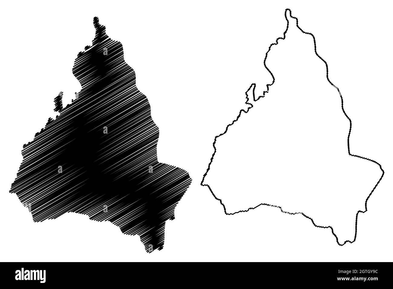 Chandel district (Manipur State, Republic of India) map vector ...