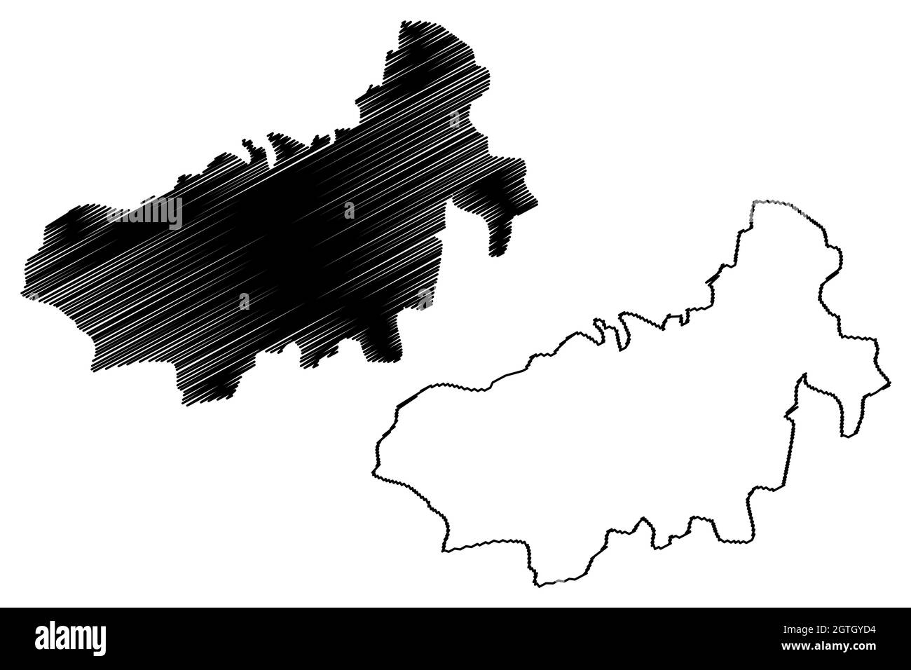 Charkhi Dadri district (Haryana State, Republic of India) map vector ...