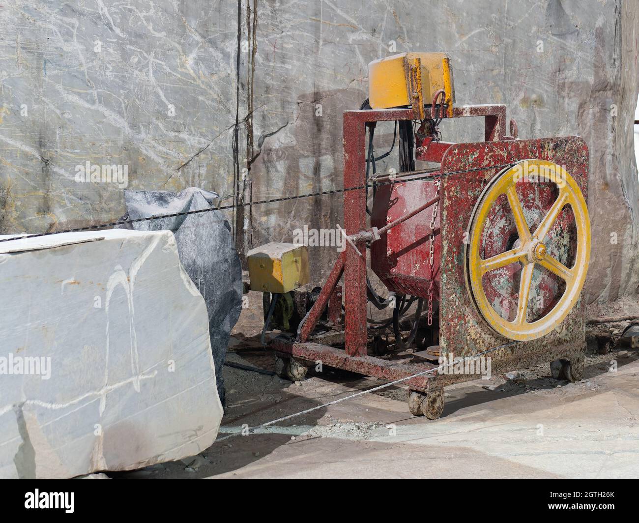 Iron Machinery for the Extraction and Cutting of Marble Slabs inside a ...