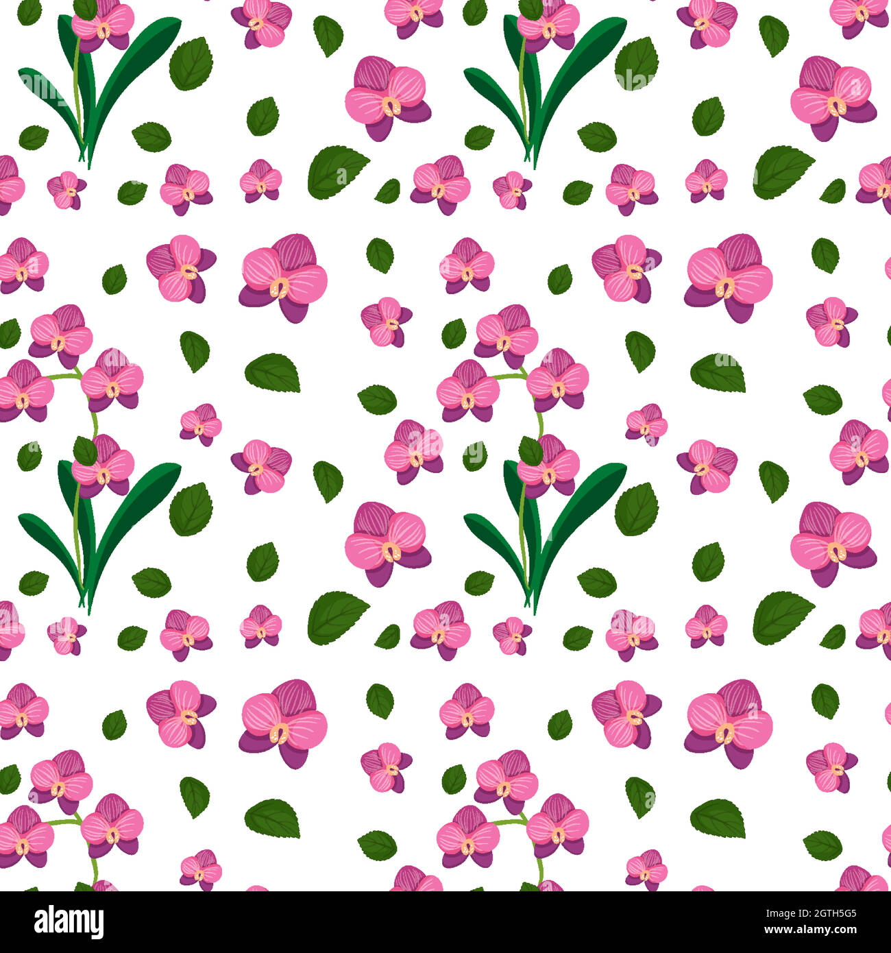 Seamless pattern with cute pink flower and leaf Stock Vector Image ...