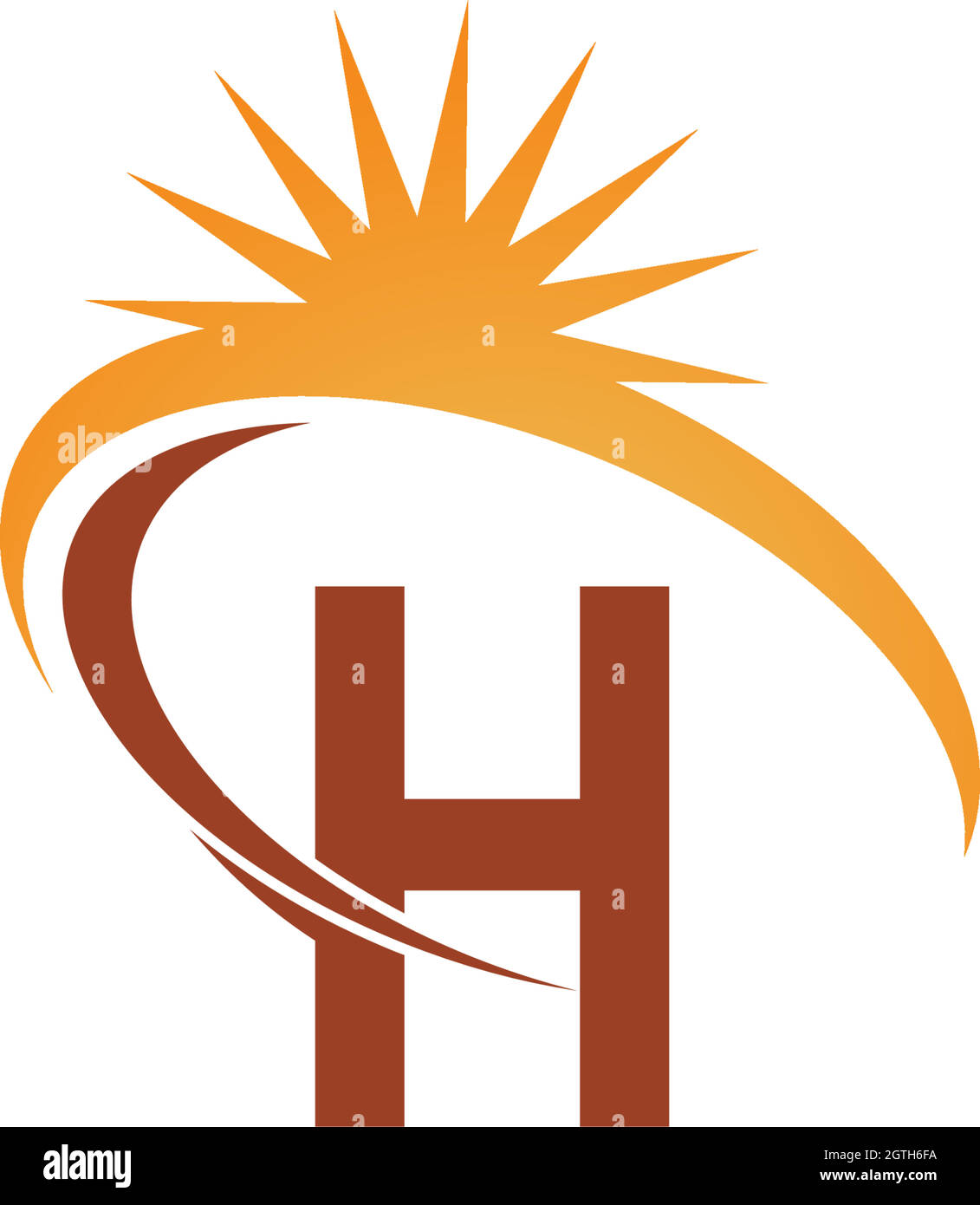 Letter H with sun ray icon logo design template illustration Stock ...