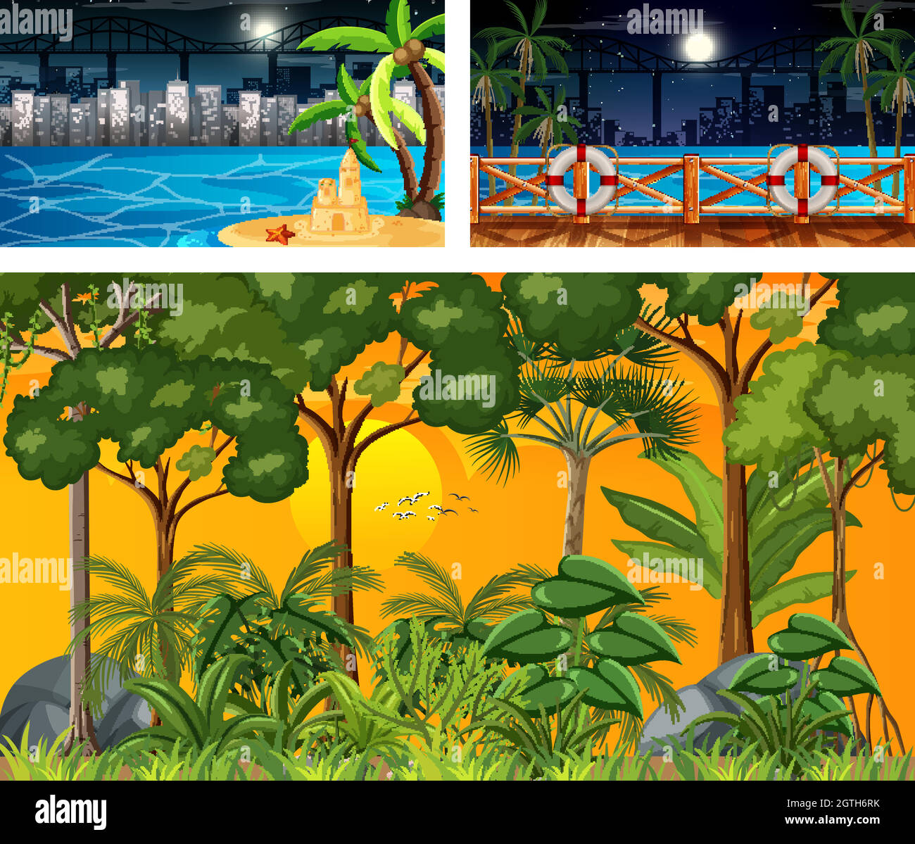 Set of different nature horizontal scenes Stock Vector Image & Art - Alamy