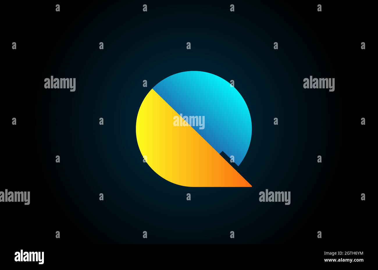 blue yellow Q alphabet letter icon logo for company and business ...