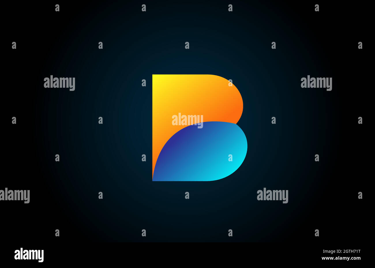 blue yellow B alphabet letter icon logo for company and business ...