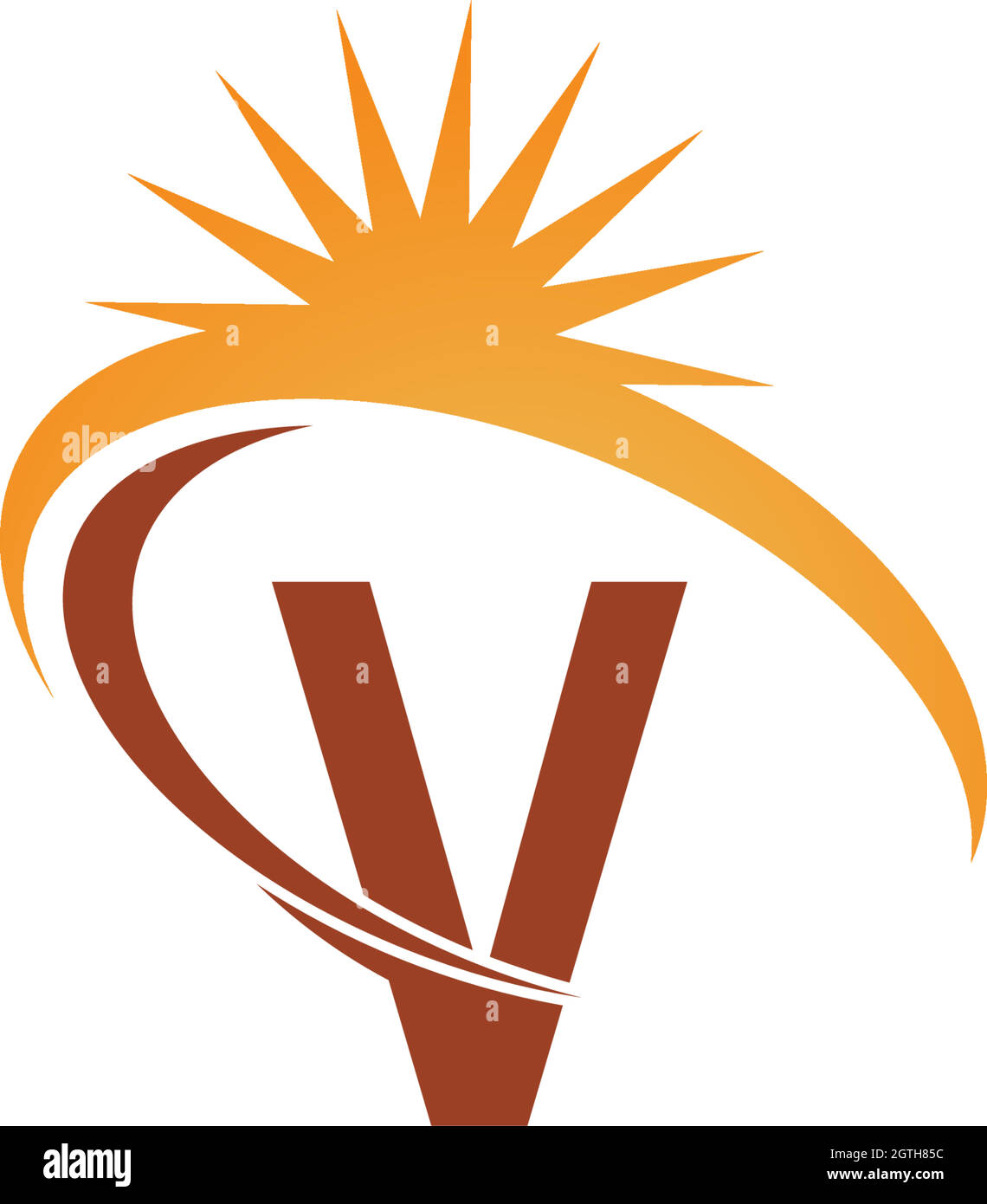 Letter V with sun ray icon logo design template illustration Stock ...