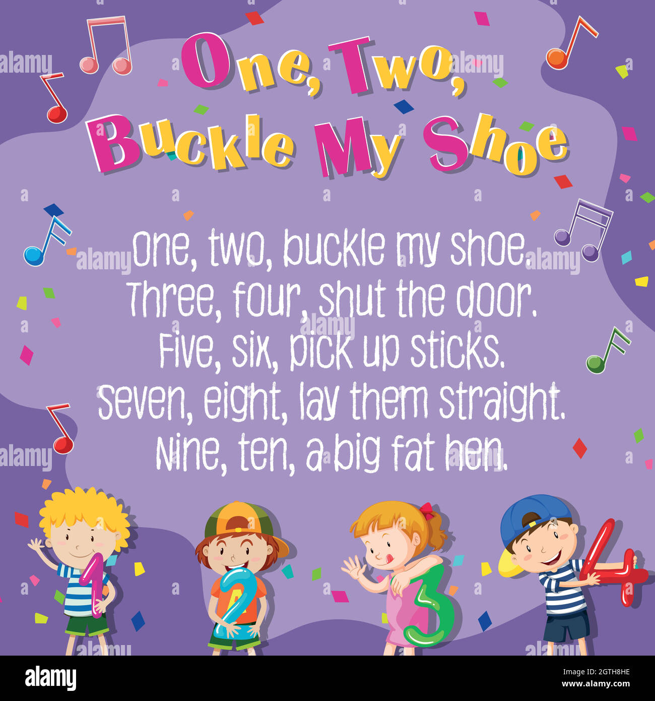 One two buckle my shoe poster Stock Vector Image & Art - Alamy