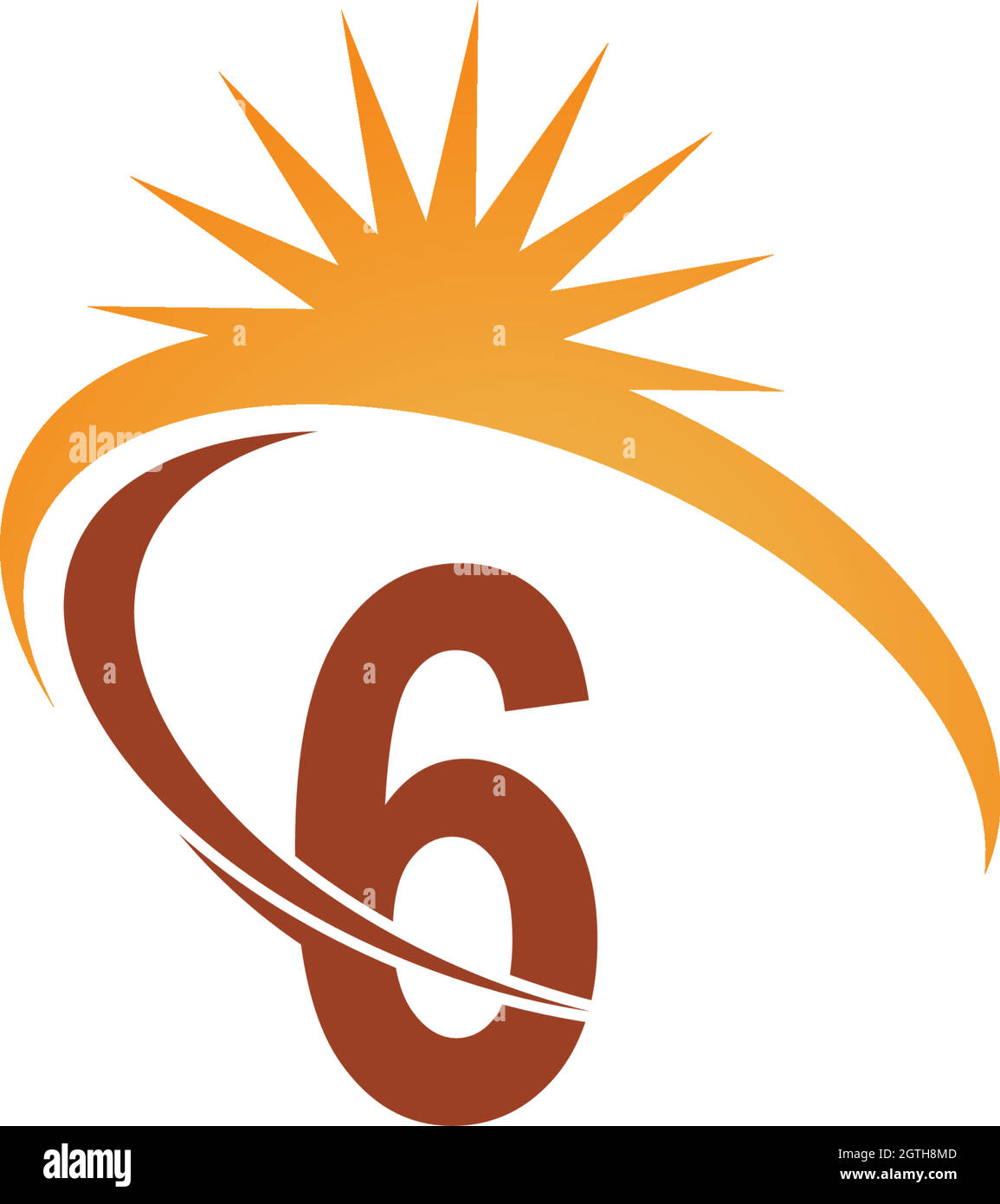 Number 6 with sun ray icon logo design template illustration Stock ...