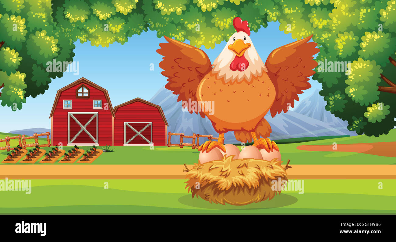 Cartoon illustration farm hen house hi-res stock photography and images ...