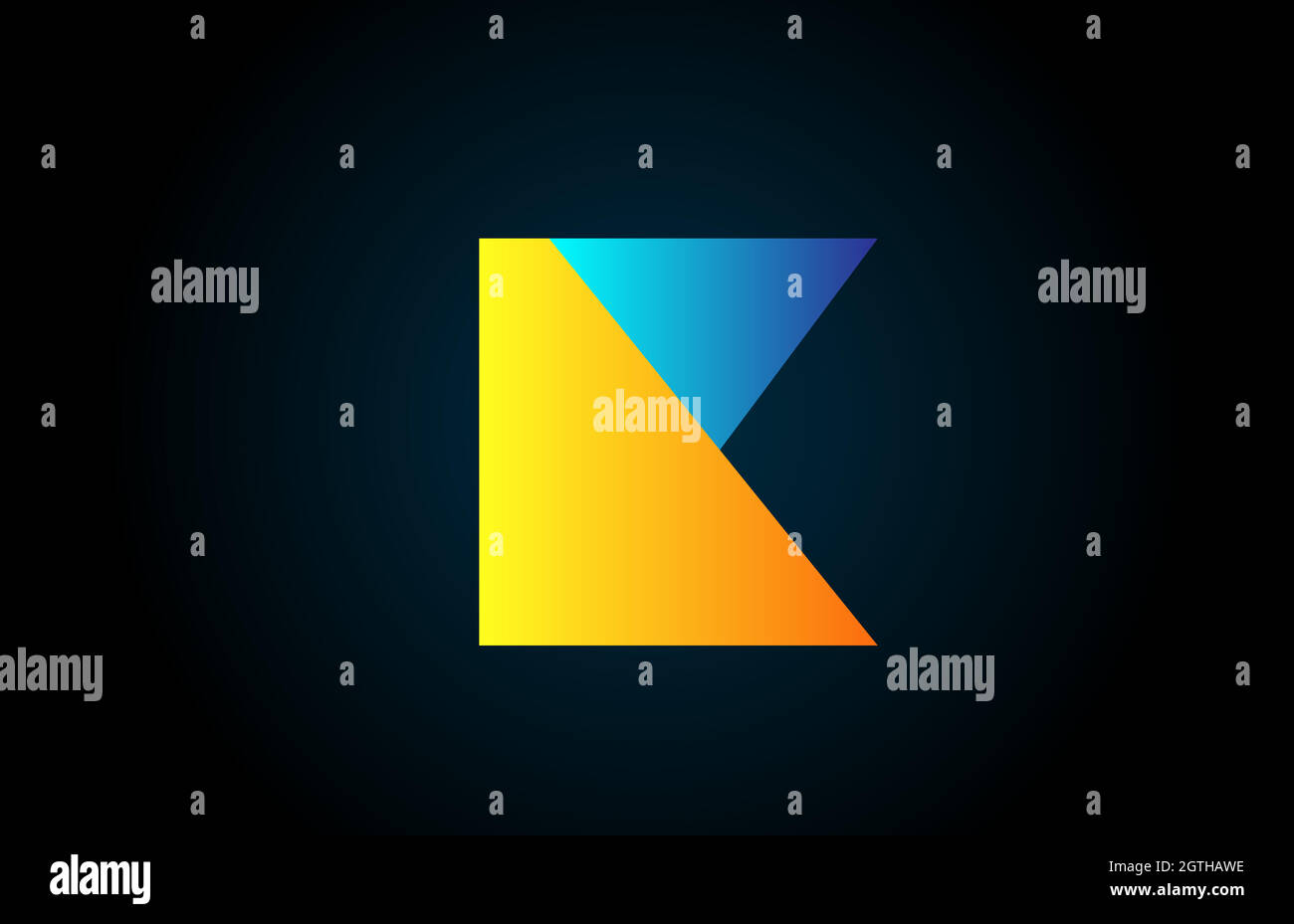 blue yellow K alphabet letter icon logo for company and business ...