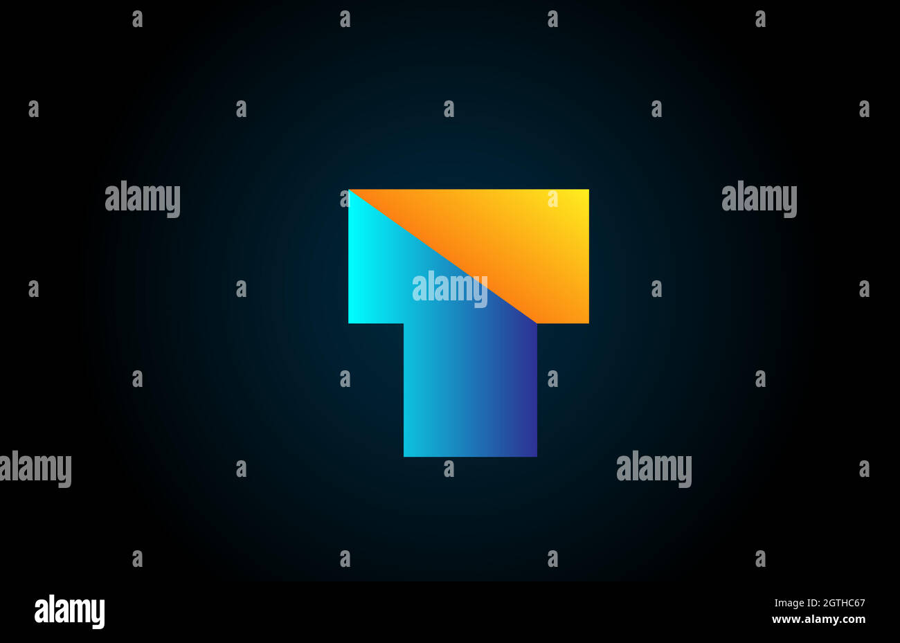 blue yellow T alphabet letter icon logo for company and business ...